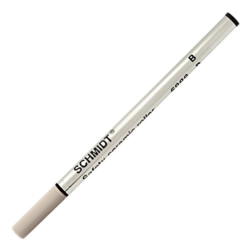 SCHMIDT 5888 Ceramic Rollerball Metal Tube Refill Broad Point 1.0mm, Black, 2 Pack Blister (SC58106)