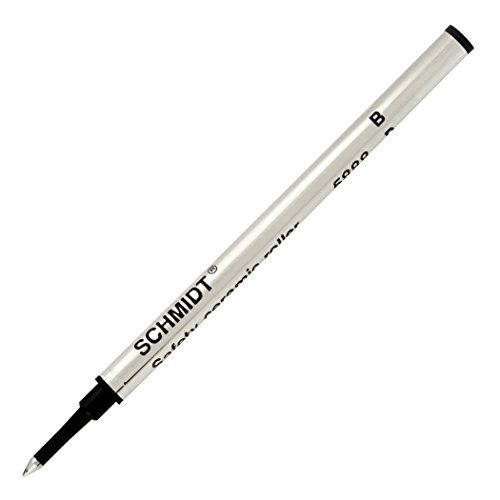 SCHMIDT 5888 Ceramic Rollerball Metal Tube Refill Broad Point 1.0mm, Black, 2 Pack Blister (SC58106)