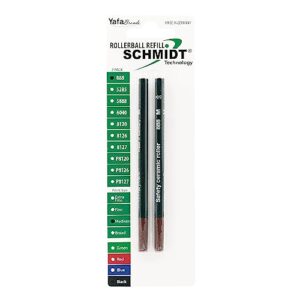 schmidt 888 ceramic rollerball plastic tube refill medium point 0.7mm, black, 2 pack blister (sc58111)