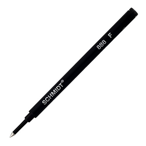 SCHMIDT 888 Technology Ceramic Rollerball Plastic Tube Refill Fine Point 0.6mm, Black, 2 Pack Blister (SC58108)