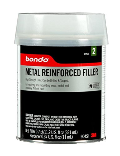 Bondo Metal Reinforced Filler - High Strength Filler, Can be Drilled and Tapped - Will Not Rust, 11.2 Fl oz with 0.37 oz Hardener