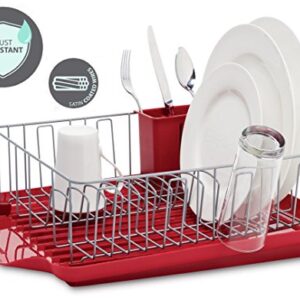 Farberware 3-Piece Dish Rack Set, Red