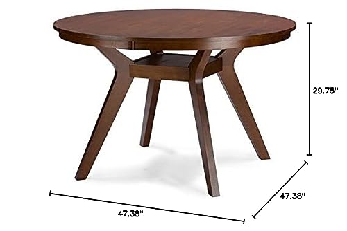 Baxton Studio Montreal Mid-Century Dark Walnut Round Wood Dining Table