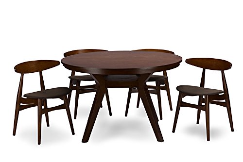 Baxton Studio Montreal Mid-Century Dark Walnut Round Wood Dining Table