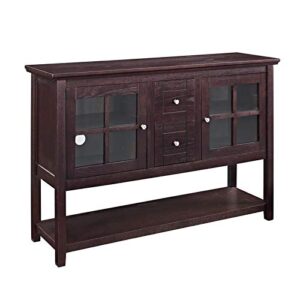 walker edison charlotte classic glass door storage buffet, 52 inch, espresso