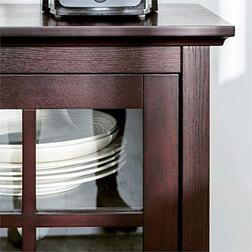 Walker Edison Charlotte Classic Glass Door Storage Buffet, 52 Inch, Espresso