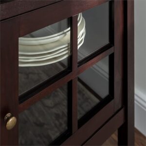 Walker Edison Charlotte Classic Glass Door Storage Buffet, 52 Inch, Espresso