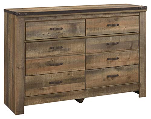 Signature Design by Ashley Trinell Rustic Youth 6 Drawer Children's Dresser with Nailhead Trim, Warm Brown