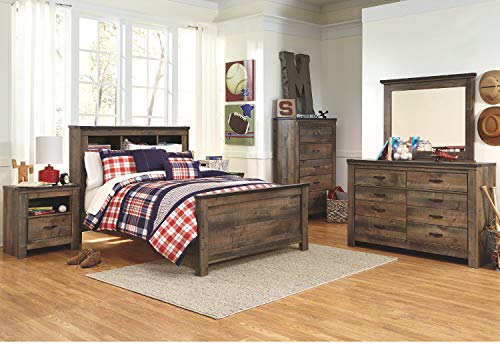 Signature Design by Ashley Trinell Rustic Youth 6 Drawer Children's Dresser with Nailhead Trim, Warm Brown