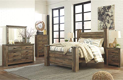 Signature Design by Ashley Trinell Rustic Youth 6 Drawer Children's Dresser with Nailhead Trim, Warm Brown