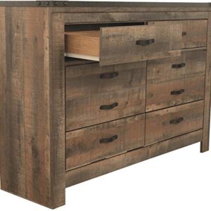 Signature Design by Ashley Trinell Rustic Youth 6 Drawer Children's Dresser with Nailhead Trim, Warm Brown