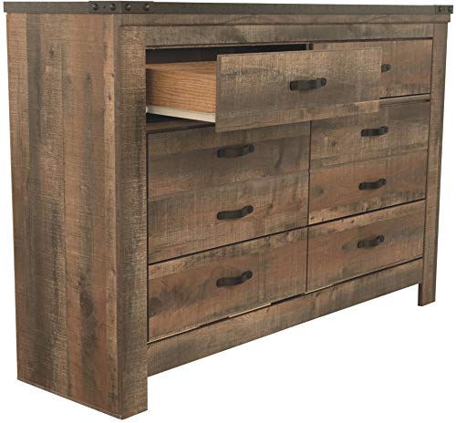 Signature Design by Ashley Trinell Rustic Youth 6 Drawer Children's Dresser with Nailhead Trim, Warm Brown