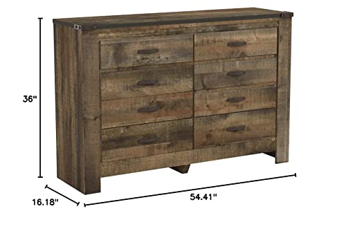 Signature Design by Ashley Trinell Rustic Youth 6 Drawer Children's Dresser with Nailhead Trim, Warm Brown