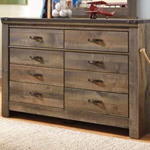 Signature Design by Ashley Trinell Rustic Youth 6 Drawer Children's Dresser with Nailhead Trim, Warm Brown