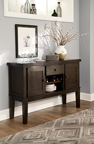 Signature Design by Ashley Haddigan New Traditional Dining Room Buffet with Wine Rack, Dark Brown