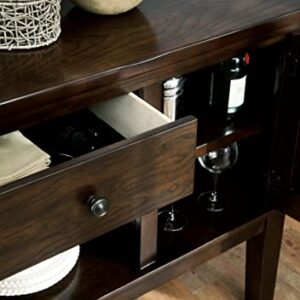 Signature Design by Ashley Haddigan New Traditional Dining Room Buffet with Wine Rack, Dark Brown