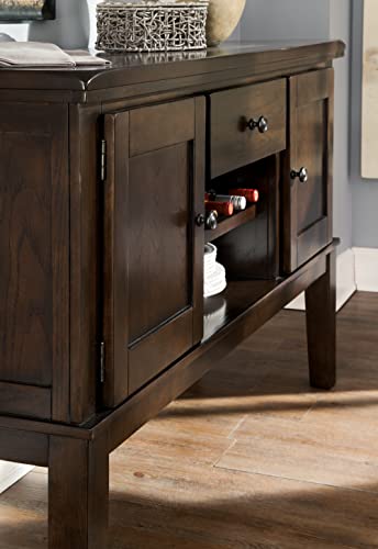 Signature Design by Ashley Haddigan New Traditional Dining Room Buffet with Wine Rack, Dark Brown