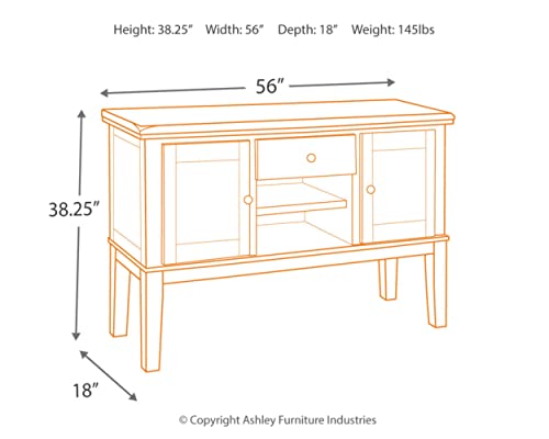 Signature Design by Ashley Haddigan New Traditional Dining Room Buffet with Wine Rack, Dark Brown