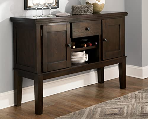 Signature Design by Ashley Haddigan New Traditional Dining Room Buffet with Wine Rack, Dark Brown