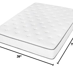 Olee Sleep 10 Inch Gel Infused Foam Top Innerspring Mattress, Twin, White