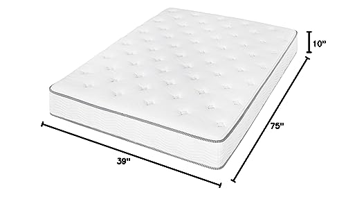 Olee Sleep 10 Inch Gel Infused Foam Top Innerspring Mattress, Twin, White