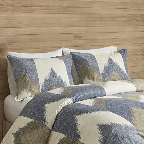 INK+IVY King Size Comforter Set, Cozy Cotton Comforter, All Season, Lightweight Comforter King Bed Set with 2 Matching Shams, Modern Cabin Lodge Ikat Chevron Design, Navy King/Cal King 3 Piece