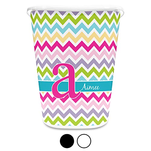 RNK Shops Colorful Chevron Waste Basket - Single Sided (White) (Personalized)