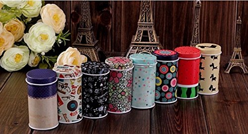 GracesDawn Set of 8 Home Kitchen Storage Containers Colorful Tins Round Tea Tins