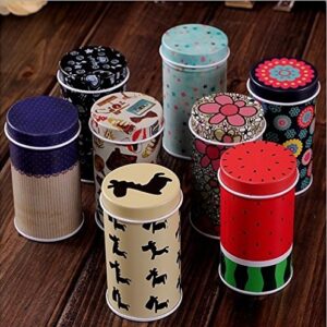 GracesDawn Set of 8 Home Kitchen Storage Containers Colorful Tins Round Tea Tins