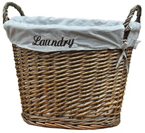 vintiquewise(tm) wicker laundry basket with liner, white