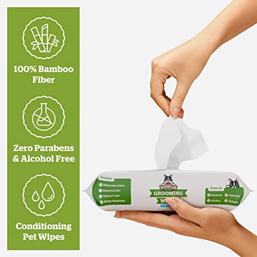 Pogi's Dog Grooming Wipes - 100 Dog Wipes for Cleaning and Deodorizing - Plant-Based, Hypoallergenic Pet Wipes for Dogs, Puppy Wipes - Quick Bath Dog Wipes for Paws, Butt, & Body - Fragrance Free