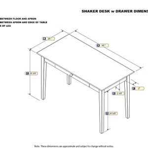 Atlantic Furniture AH12102 Shaker Desk with Drawer, White,H-79282