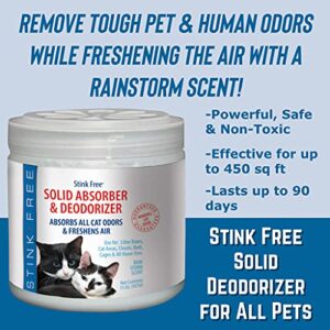 Stink Free Cat Solid Freshener, Absorber & Deodorizer - Room Purifier, Bathroom Odor Eliminator, Basement, Bedroom, House, Office etc. 15 oz. Rainstorm Fragrance