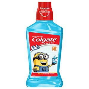 colgate kids mouthwash, minions, bubble fruit flavor, anticavity fluoride mouthwash, 16.9 ounce