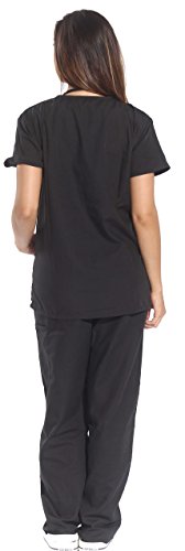 Just Love Women's Scrub Sets Six Pocket Medical Scrubs (V-Neck With Cargo Pant), Black, Medium