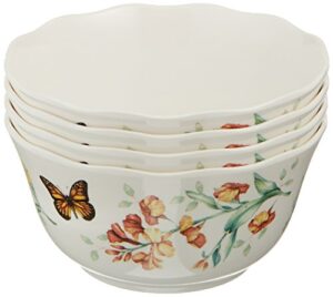 lenox butterfly meadow melamine 4-piece bowl set, 1.3 lb, white