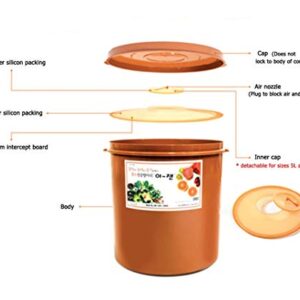 E-Jen Premium Kimchi, Sauerkraut Container Probiotic Fermentation with Inner Vacuum Lid Round (0.8 gal/ 3L)