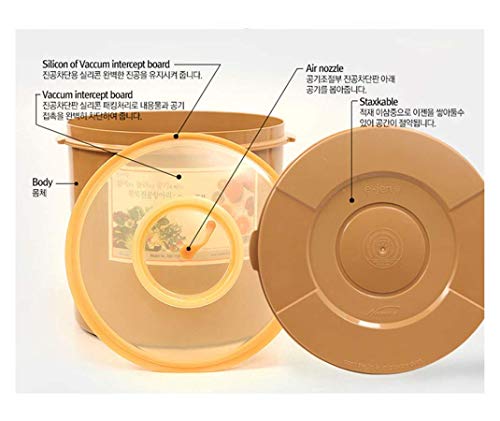 E-Jen Premium Kimchi, Sauerkraut Container Probiotic Fermentation with Inner Vacuum Lid Round (0.8 gal/ 3L)