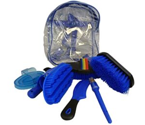 8 piece kids horse grooming kit blue