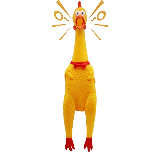 Novelty Place Extra Load Squawking Rubber Chicken - Large 16” - Yellow Squeeze Squeaky and Screaming Chicken for Kids or Adults