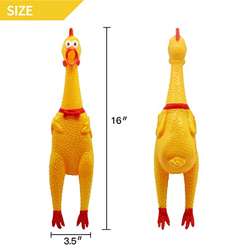 Novelty Place Extra Load Squawking Rubber Chicken - Large 16” - Yellow Squeeze Squeaky and Screaming Chicken for Kids or Adults