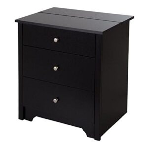 south shore vito nightstand charging station, pure black, 19.25 x 24.5 x 27.5in