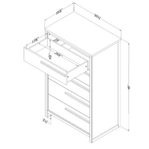 South Shore Tao 5-Drawer Dresser, Grey Oak with Wooden Handles