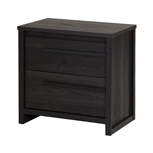 South Shore Tao 2-Drawer Nightstand, Gray Oak with Wood Handles