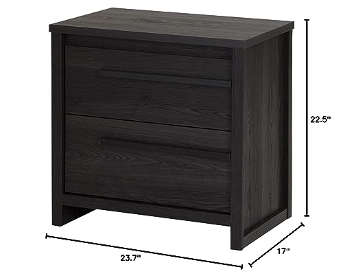 South Shore Tao 2-Drawer Nightstand, Gray Oak with Wood Handles