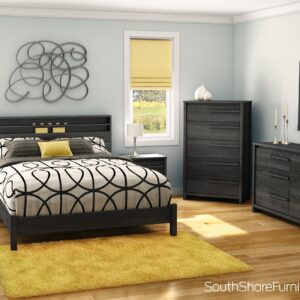 South Shore Tao 5-Drawer Dresser, Grey Oak with Wooden Handles