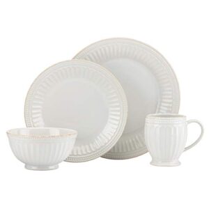 lenox white french perle groove 4pc place setting, 6.95 lb