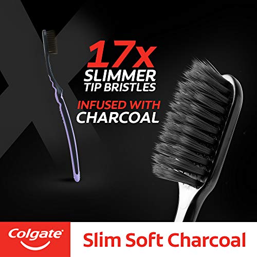 Colgate Slim Soft Charcoal Toothbrush 17x Slimmer Soft Tip Bristles (Buy 2 Get 2)