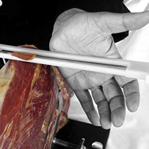 Ham Carving Knife with Anti-accident Protection 12-Inch - Flexible Stainless Steal Ham Slicing Knife for Slicing Serrano, Ibérico Ham & Italian Prosciutto