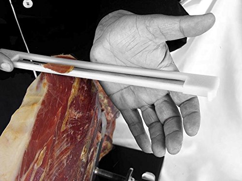 Ham Carving Knife with Anti-accident Protection 12-Inch - Flexible Stainless Steal Ham Slicing Knife for Slicing Serrano, Ibérico Ham & Italian Prosciutto